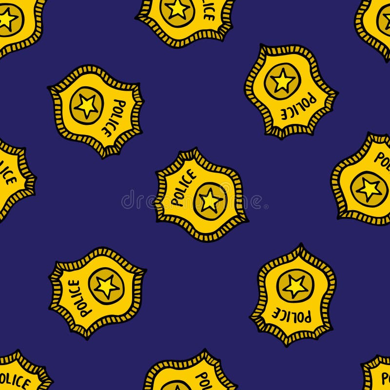 Sheriff Badge Seamless Doodle Pattern, Vector Illustration Stock ...