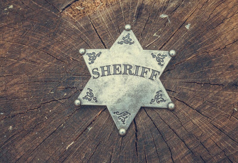 Sheriff Badge on Wooden Background. Stock Photo - Image of american ...