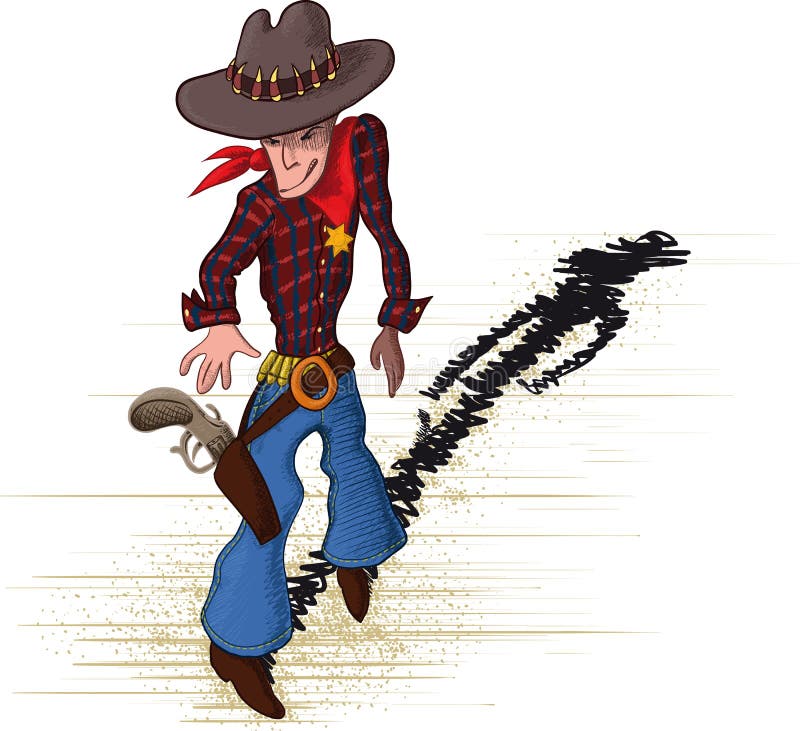 Brave Sheriff Penguin the Wild West Cowboy Ready To Quick Draw in a Gun ...