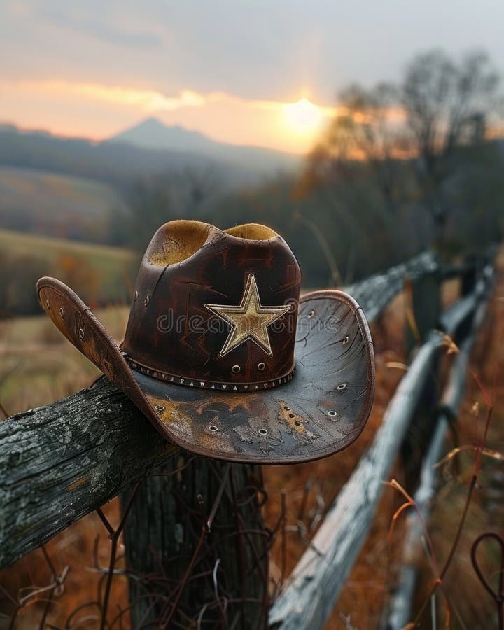 Sheriff Cowboy Hat Fence, Rural Scene Stock Image - Image of scenic ...