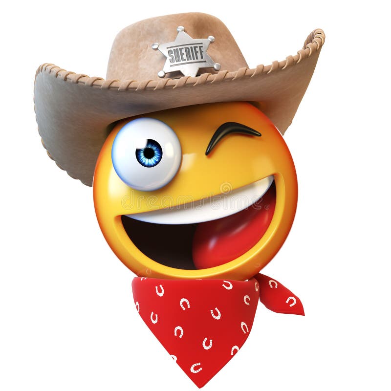 Sheriff Emoji Isolated on White Background, Cowboy Emoticon 3d ...
