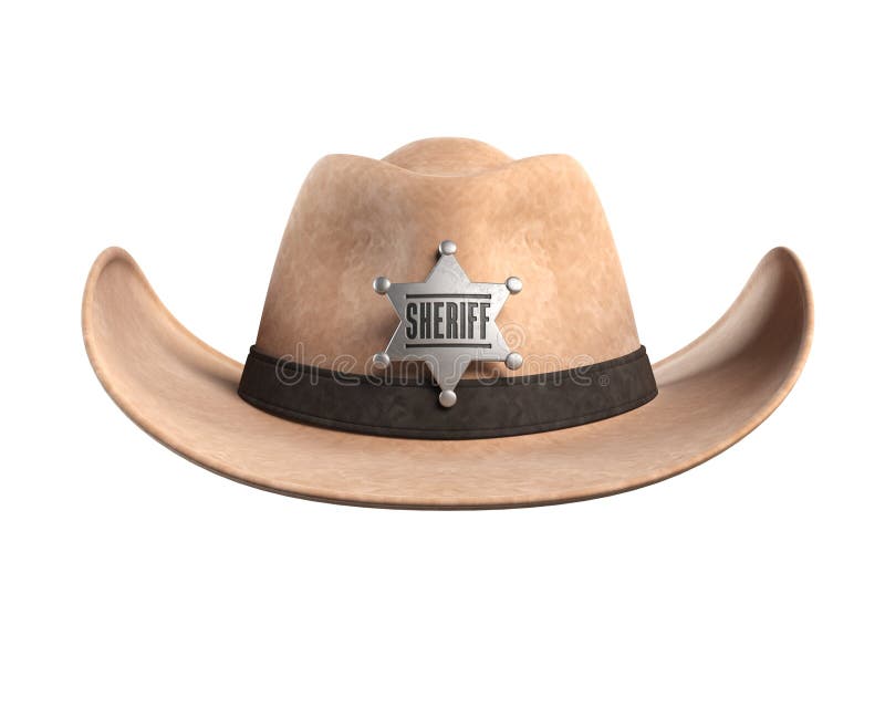 Sheriff Hat Isolated on White Background 3d Rendering Stock ...