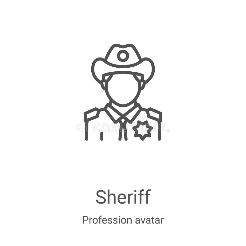 Outline Sheriff Star Vector Icon Isolated Black Simple Line Element Illustration From Signs