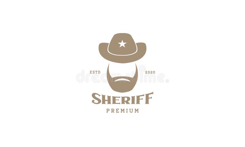Sheriff Police Head Man with Beard Vintage Logo Vector Illustration ...