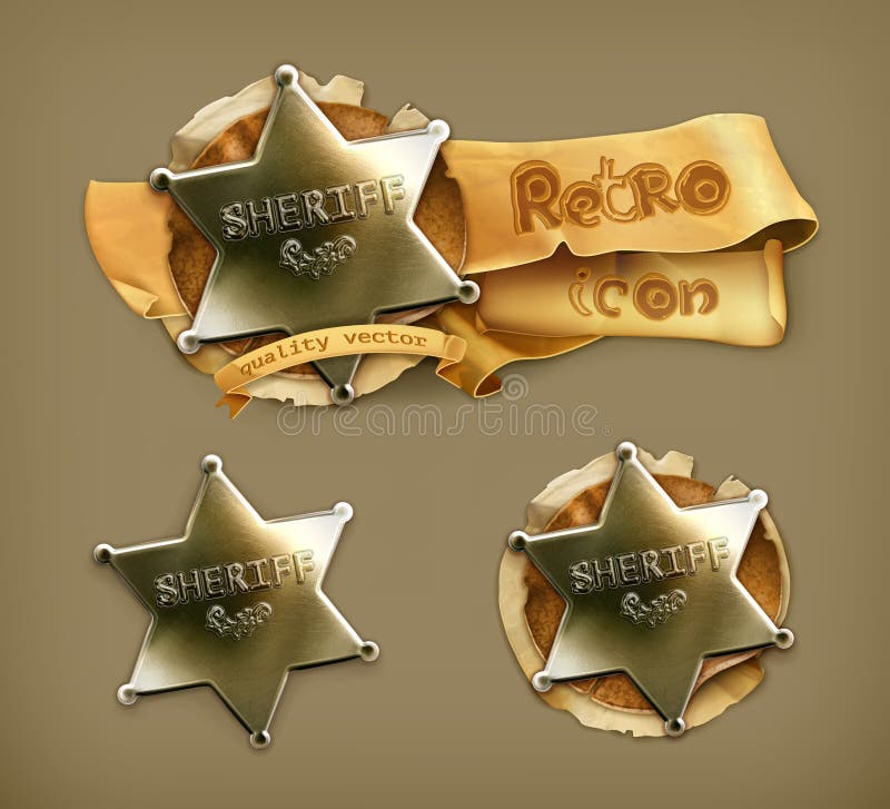Sheriff, retro pictogram vector illustratie. Illustration of pictogram ...