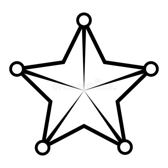 Sheriff Star Badge Outline with Circular Tips Stock Illustration ...