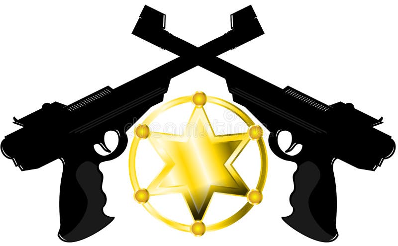 Sheriff Star with Guns Isolated Stock Photo - Illustration of badge ...
