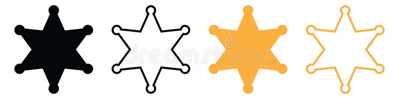 Sheriff Star Icon Set Basic Simple Design. Stock Illustration ...