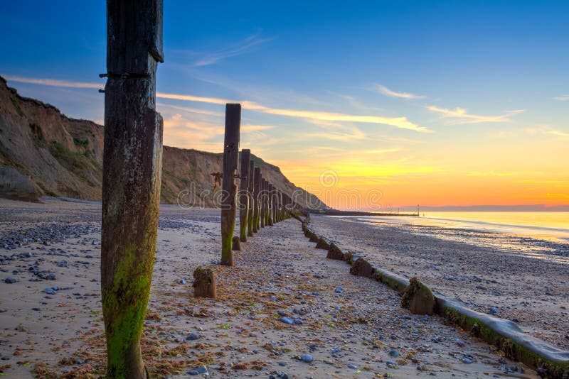 Sheringham Beach and Cliffs at Sunset,,England Stock Photo - Image of ...