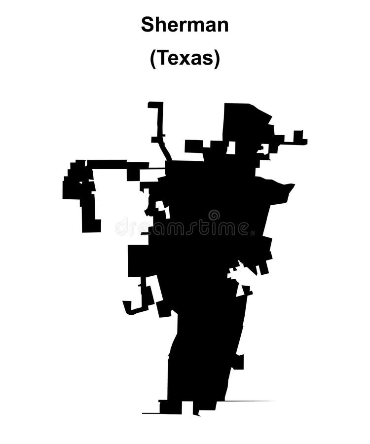 Sherman outline map stock vector. Illustration of shape - 357649502