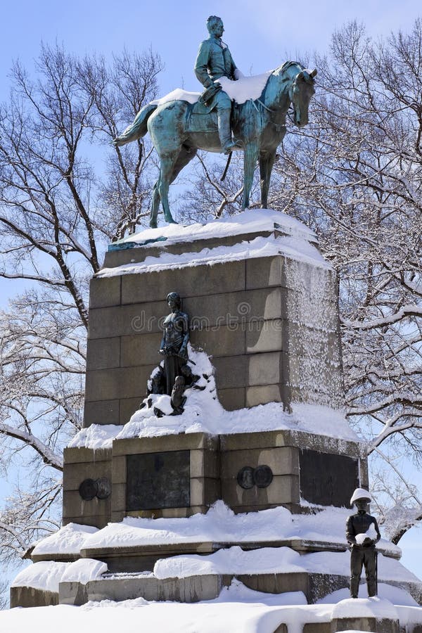 Sherman Statue Snow Washington DC Stock Image - Image of washington ...