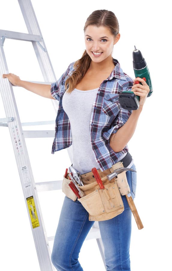 Shes Handy with a Drill. an Attractive Young Handy Woman Standing by a ...