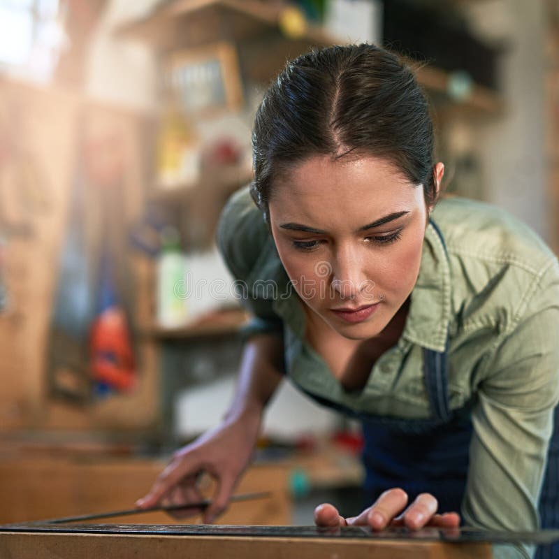 Shes a Perfectionist. a Young Female Designer in Her Workshop. Stock ...