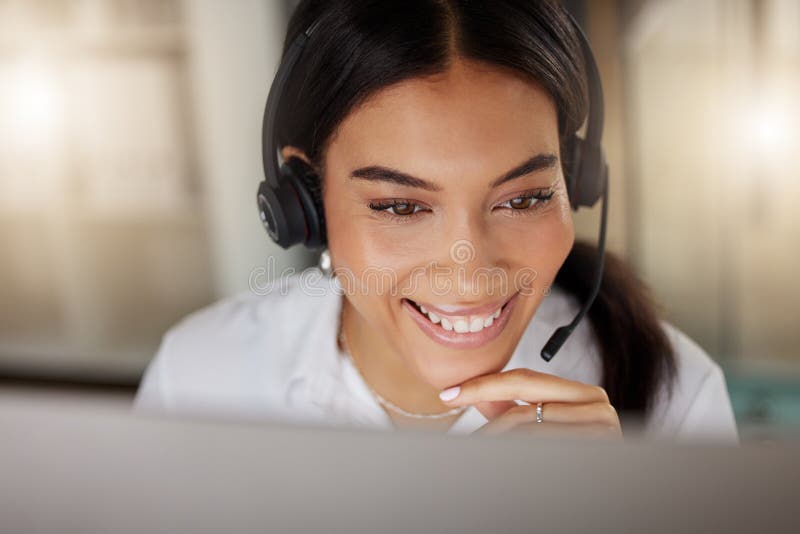 Shes always Ready To Help Out. High Angle Shot of a Young Call Centre ...