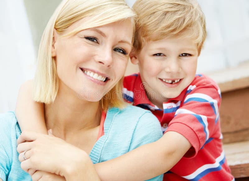 Shes always There for Him. Cute Little Boy Spending Some Time with His ...