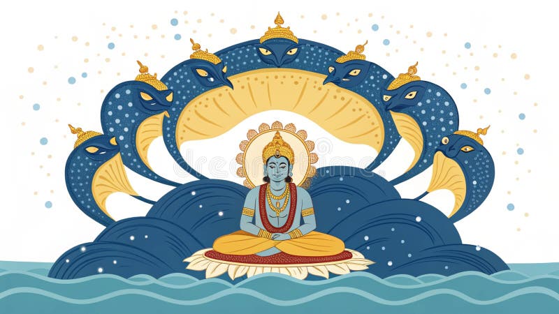 Shesha Multi-Headed Serpent from Hindu Mythology Stock Illustration ...