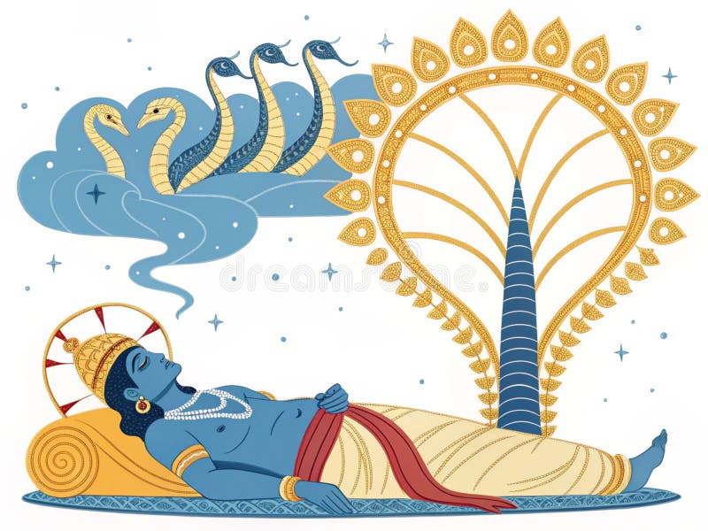 Shesha Multi-Headed Serpent from Hindu Mythology. Stock Illustration ...