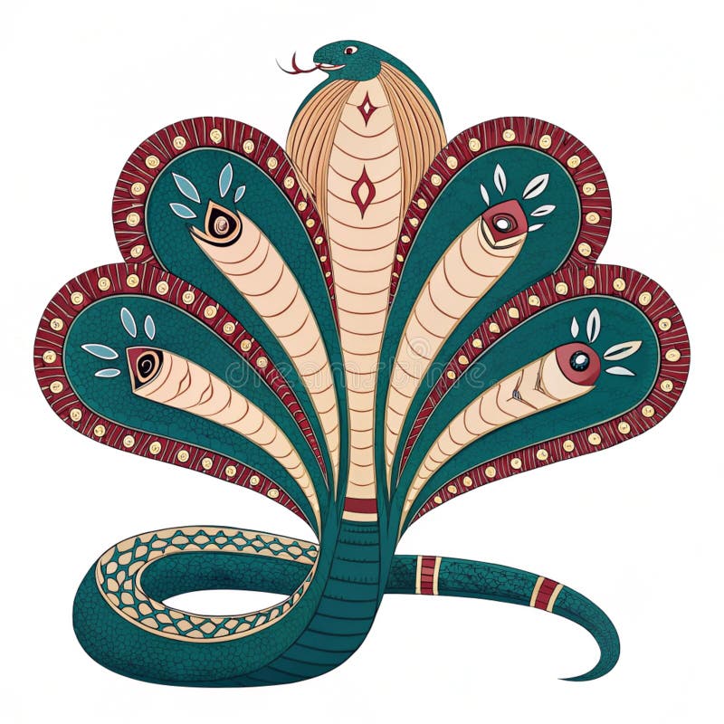 Shesha Multi-Headed Serpent from Hindu Mythology. Stock Illustration ...