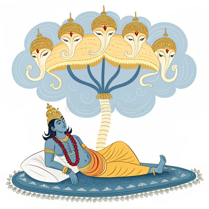 Shesha Multi-Headed Serpent from Hindu Mythology. C Stock Illustration ...