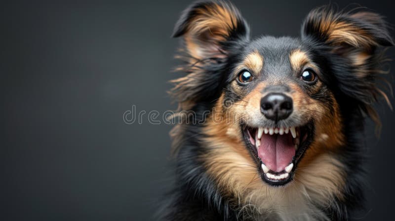 Shetland Sheepdog, Angry Dog Baring Its Teeth, Studio Lighting Pastel ...