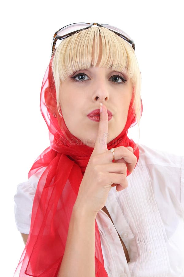 Shh stock photo. Image of caucasian, headscarf, silence - 16097176