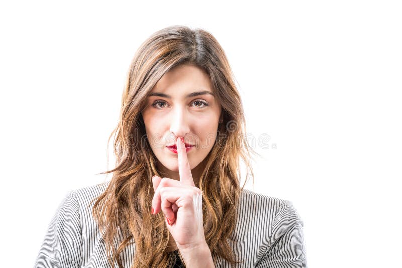 Shh. Finger on lips. stock photo. Image of female, fingernail - 51633364