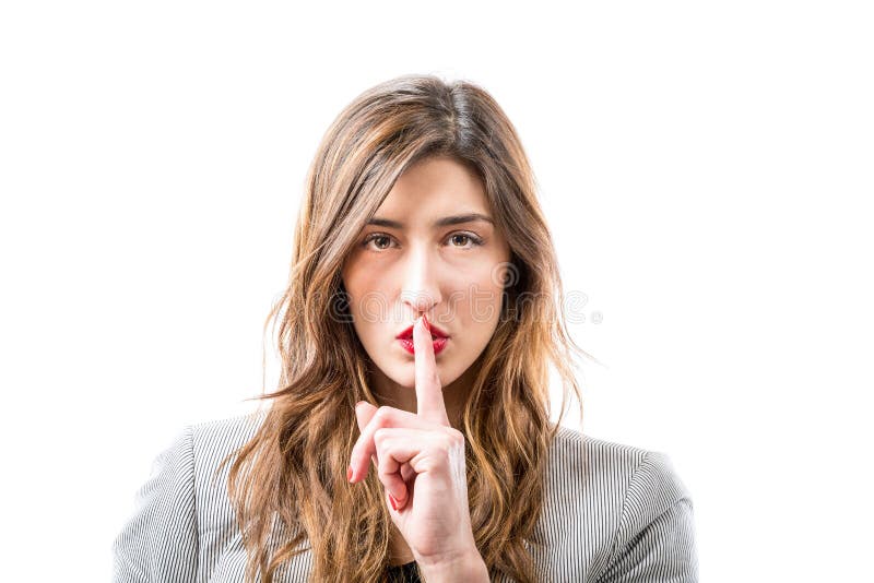 Shh. Finger on lips. stock image. Image of female, pretty - 51633447