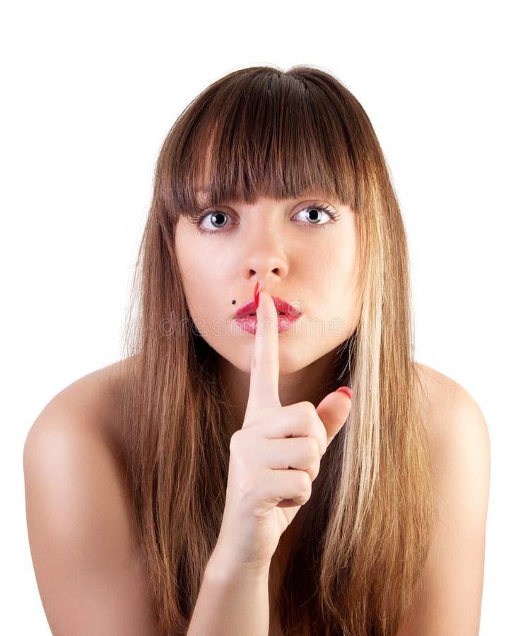 Woman shhh stock photo. Image of noiseless, brunette, asian - 8569286