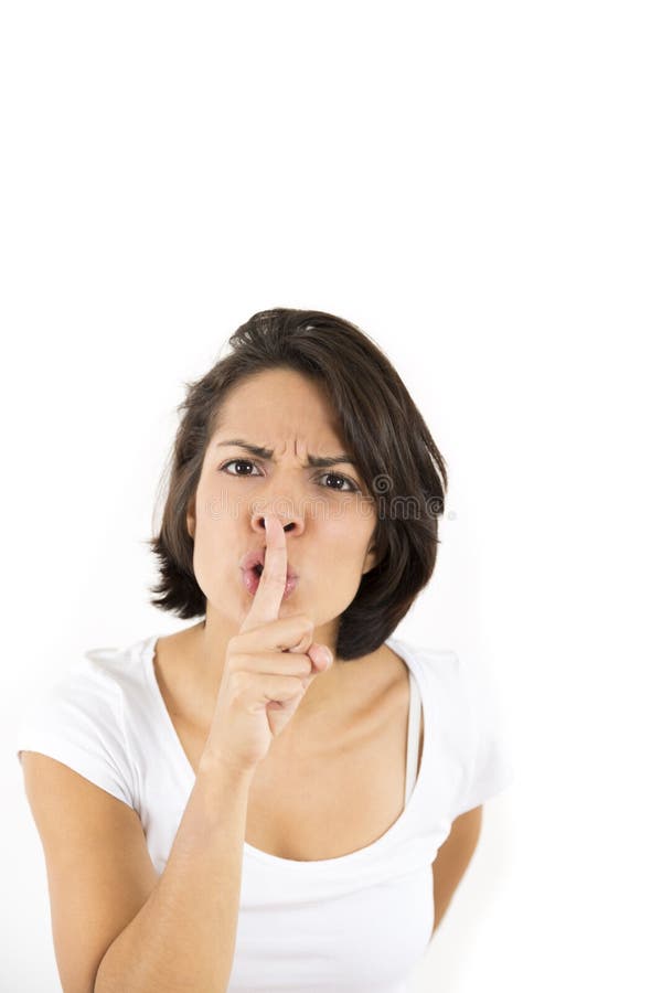 Woman making shhh gesture stock image. Image of creating - 17049723