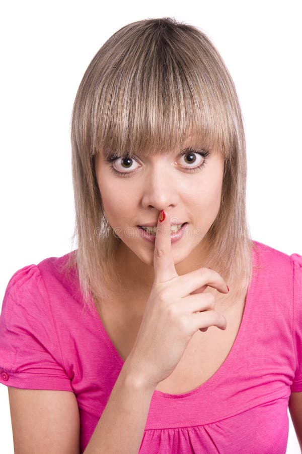 285 Shhh Young Woman Her Finger Lips Stock Photos - Free & Royalty-Free ...