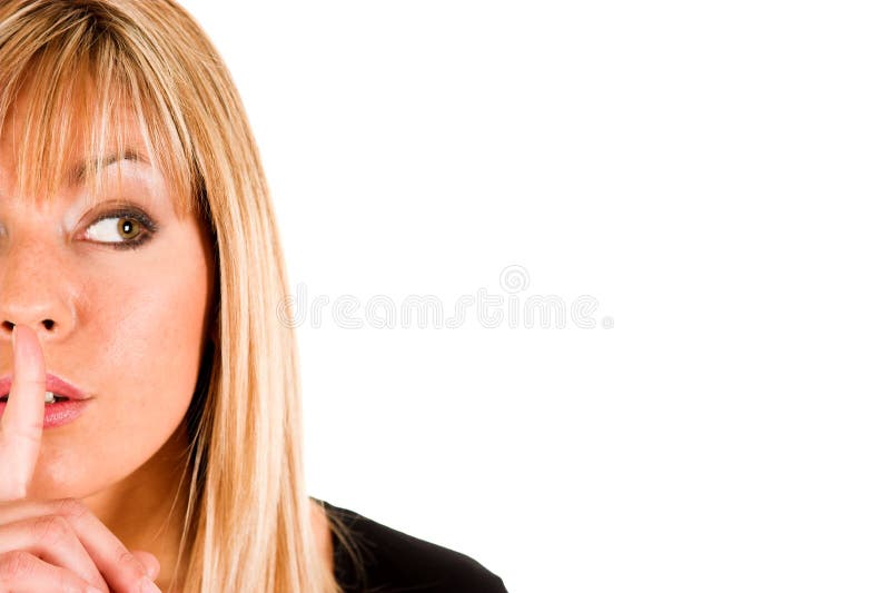 Shhhh stock image. Image of eyelashes, emotion, lips, blonde - 1565467