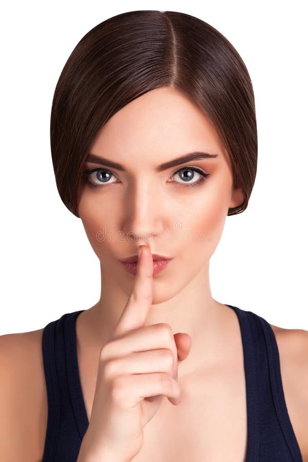 Shhhhh image stock. Image du main, isolement, sain, languettes - 39986545