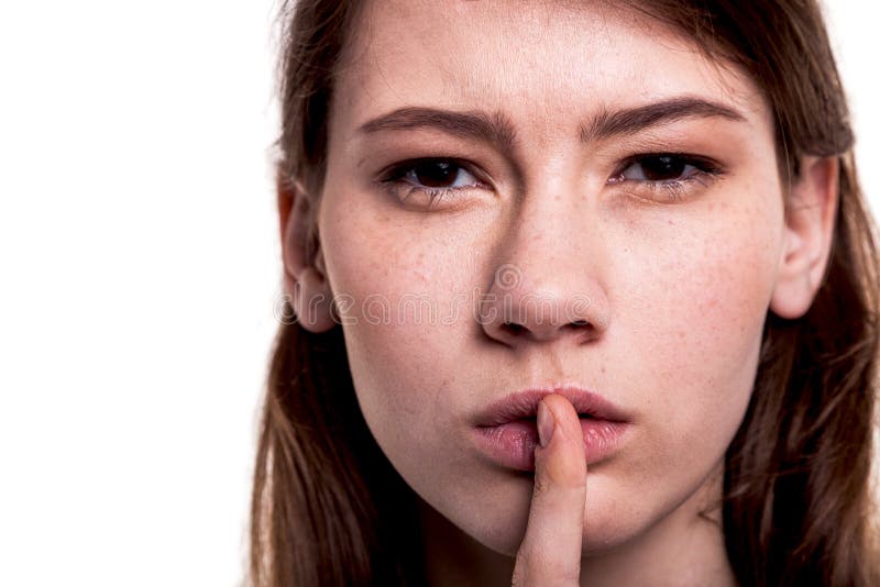 Shhhhh Woman! Finger on Lips. Silent - Silence Stock Image Stock Image ...