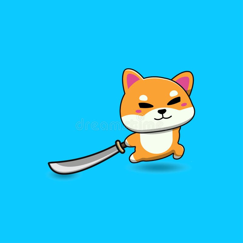 Shiba Inu Angry while Carrying Sword Stock Vector - Illustration of ...