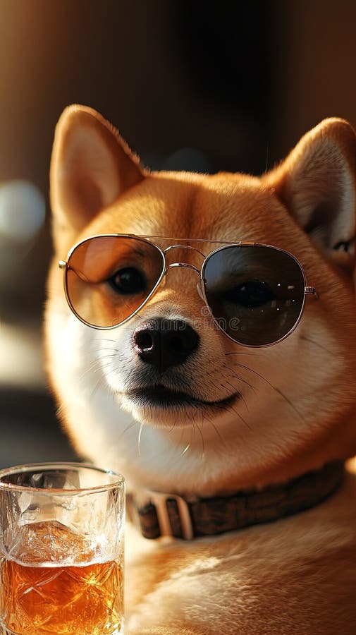 Shiba Inu in Cool Shades with Scotch. Stock Photo - Image of shades ...