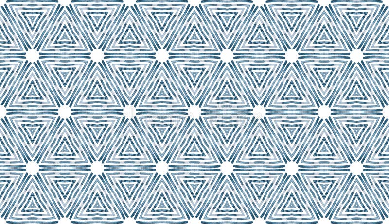 Shibori Zig Zag Indigo Triangles Print. Geometrical Seamless Pattern ...