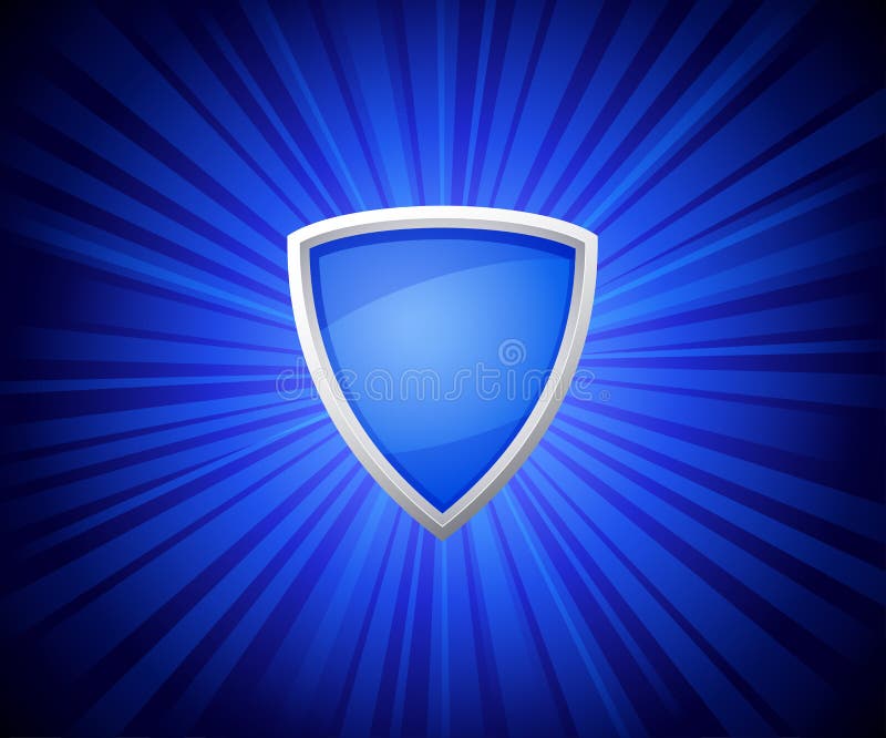 Blue shield emblem stock vector. Illustration of vector - 7637965