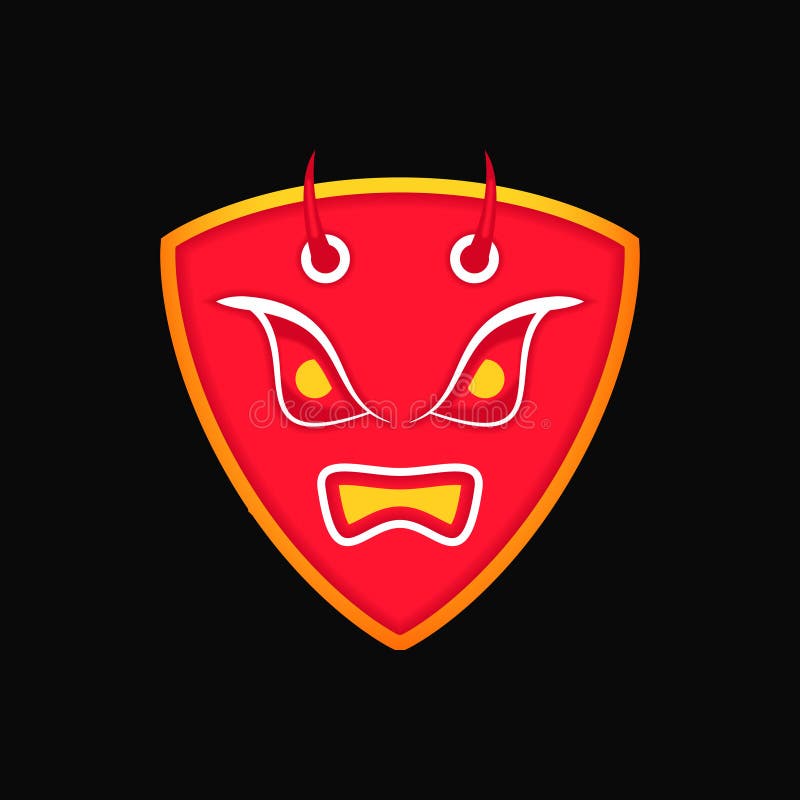 Angry Devil Shield Illustration. Character, Mascot and Cartoon Style ...