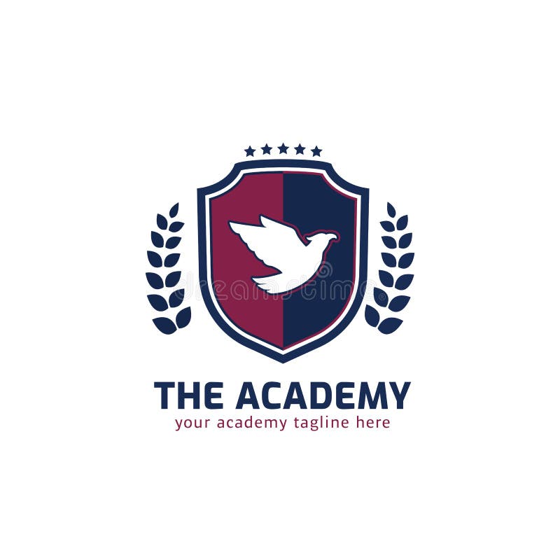 School Academy Course Shield Logo Emblem with Eagle Wing and Book ...