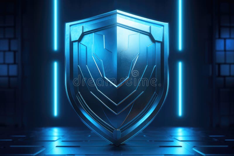 Shield Adorned with Elegant Blue Stripes Stands Against Backdrop of ...