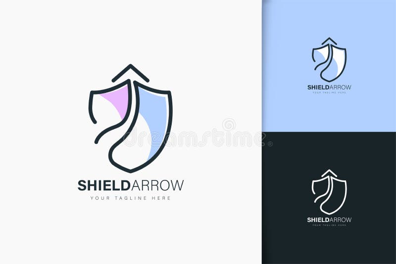 Shield Arrow Logo Design Linear Style Stock Vector - Illustration of style, badge: 255643473
