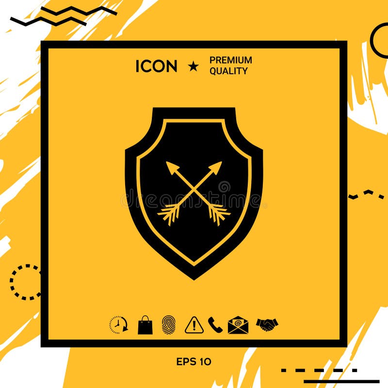 Shield with Arrows. Protection Icon Stock Vector - Illustration of ...