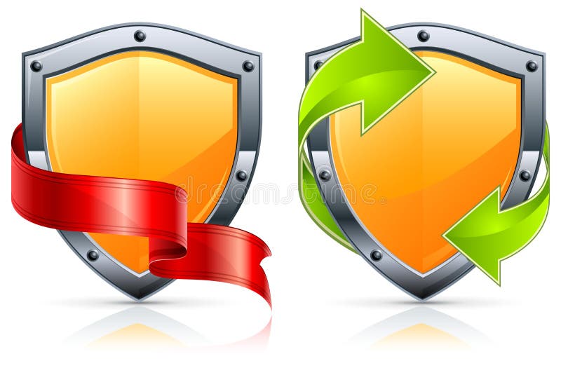 Shield with Arrows and Ribbon Stock Vector - Illustration of black ...