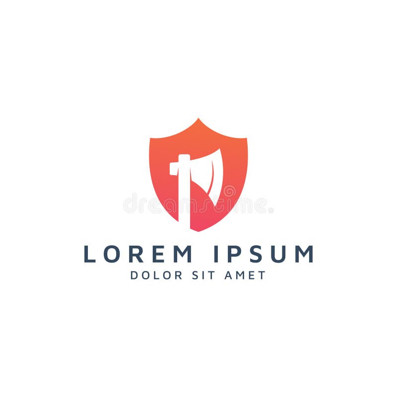 Shield and Ax Negative Space Logo Design Stock Vector - Illustration of ...