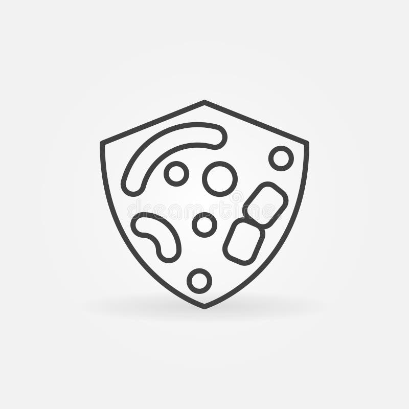 Shield with Bacteria and Germs Linear Vector Concept Icon Stock Vector ...