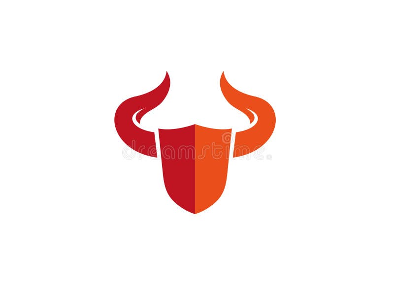 Shield with Big Bull Horns for Logo Design Illustration Stock ...