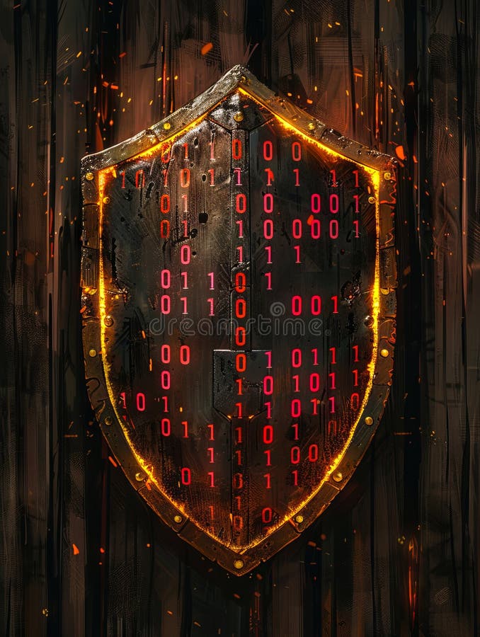 A Shield with Binary Code on it Stock Image - Image of shield ...