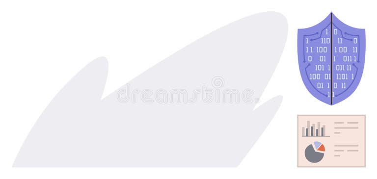 Digital Shield with Binary Code Protecting Data Analytics Chart Stock Illustration ...