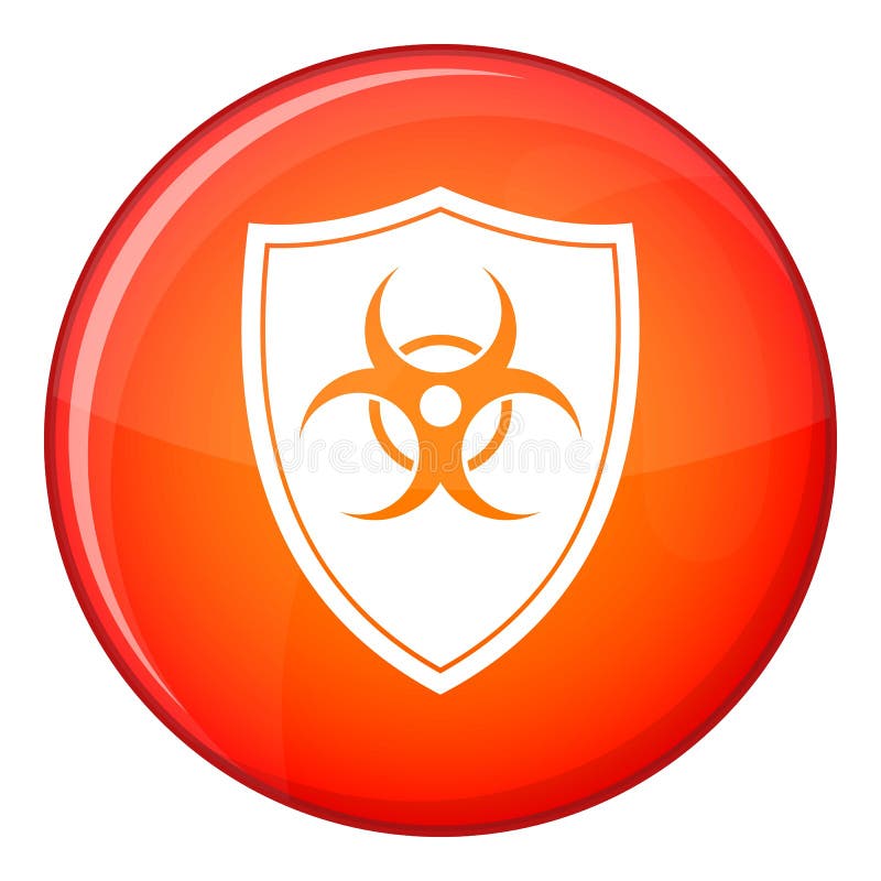 Shield with a Biohazard Sign Icon, Flat Style Stock Vector ...