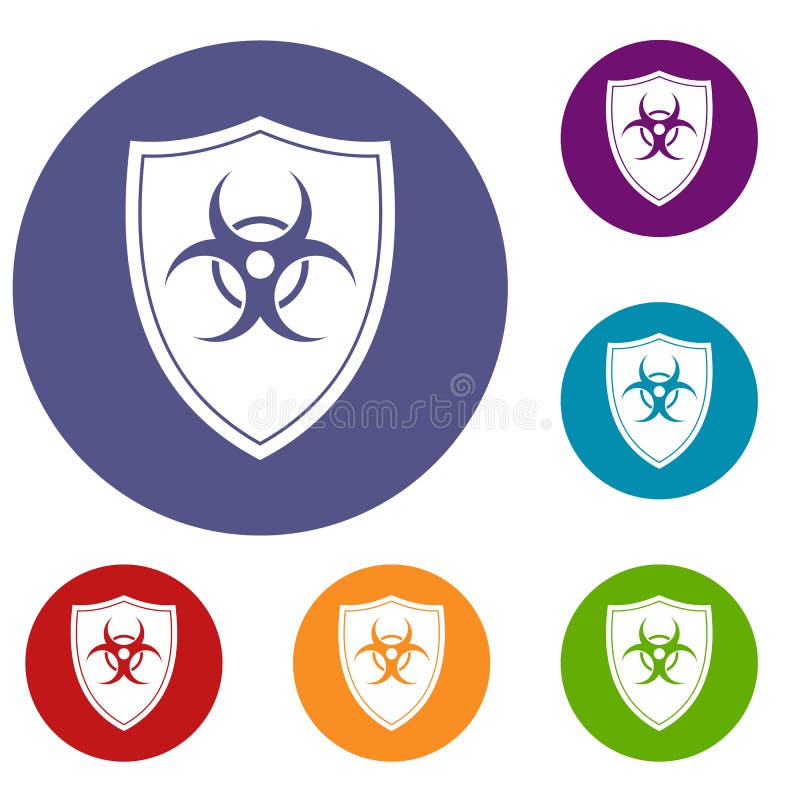 Shield with a Biohazard Sign Icons Set Stock Vector - Illustration of ...
